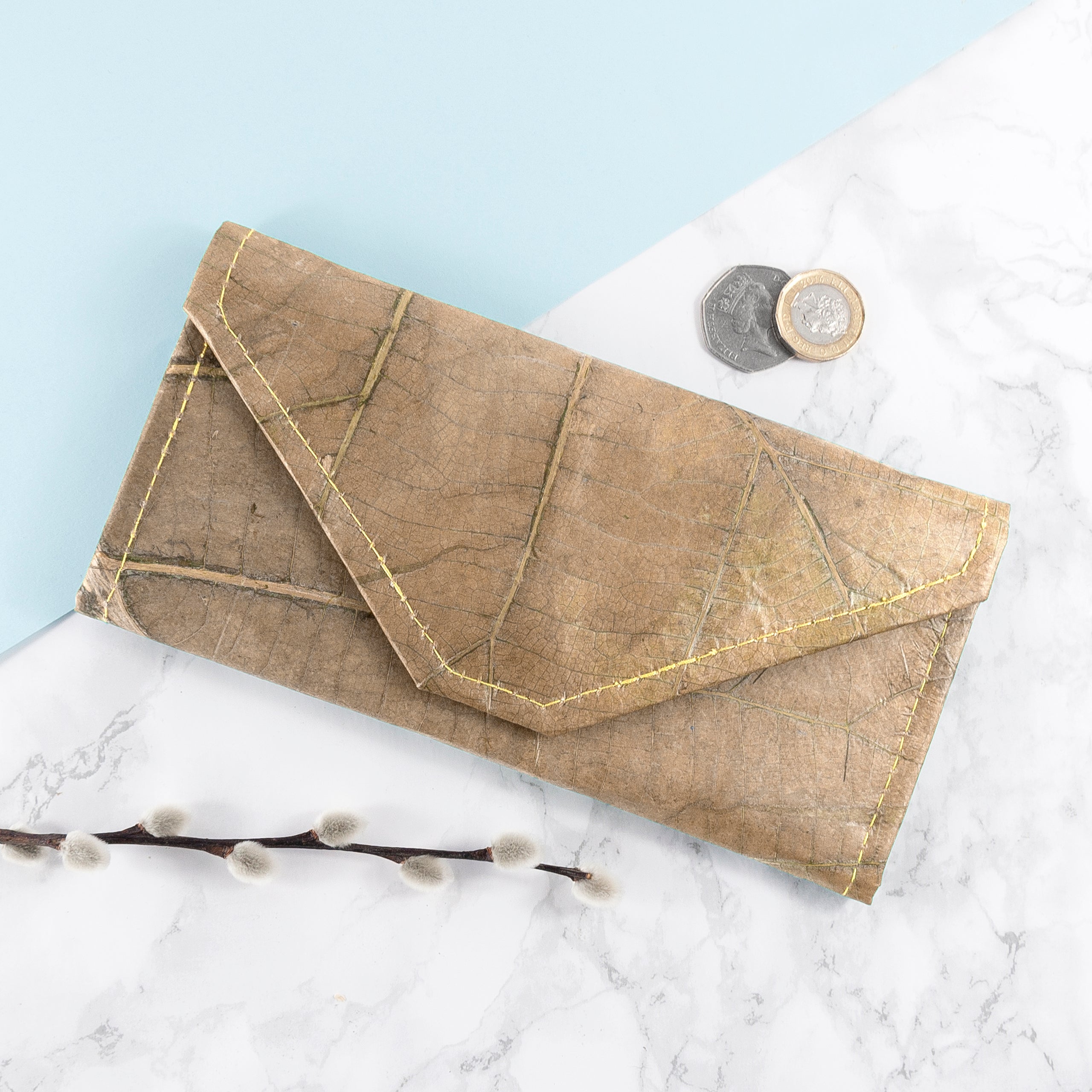 Vegan Leaf Leather Ladies Continental Envelope Wallet | Treat Republic