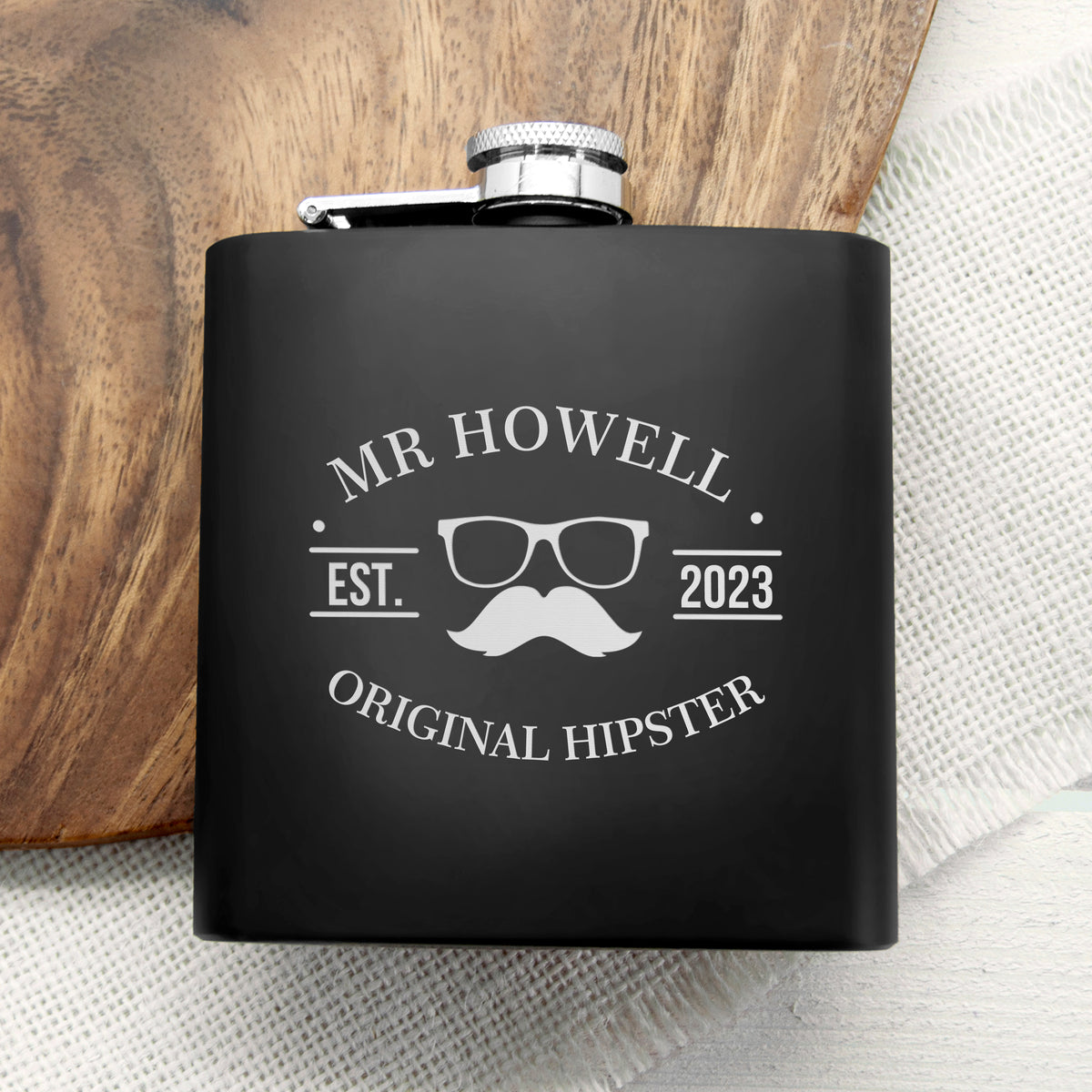 Personalised Original Hipster Hip Flask | Drinkware | Treat Republic