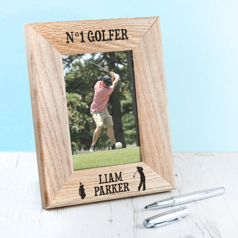Personalised Top Golfer Oak Photo Frame | Gifts for Him | Treat Republic