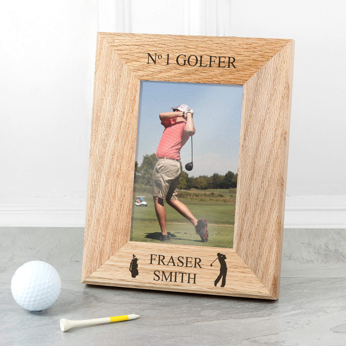 Personalised Top Golfer Oak Photo Frame | Gifts for Him | Treat Republic