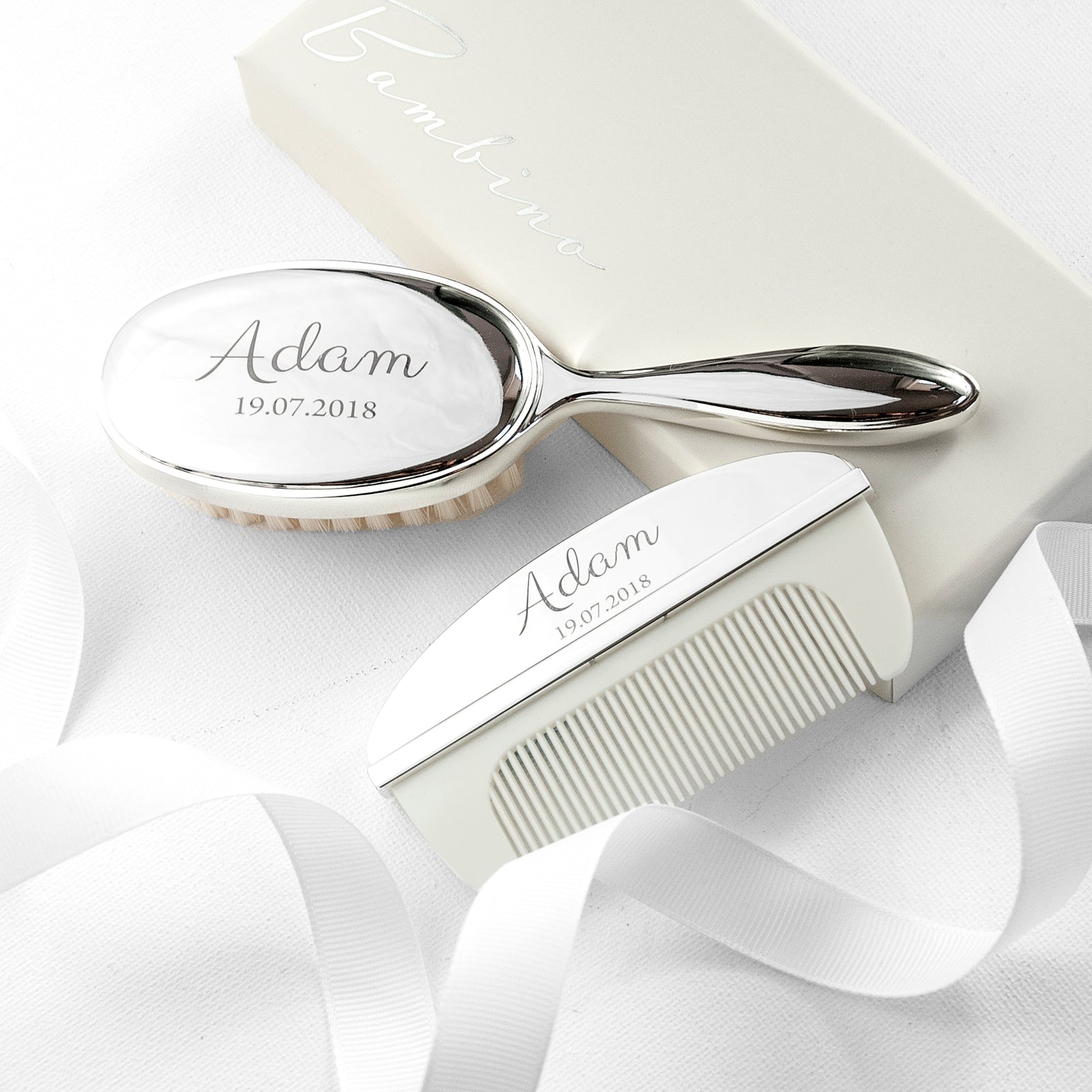 Personalised Silver Baby Brush And Comb Set | Gifts for Kids | Treat ...