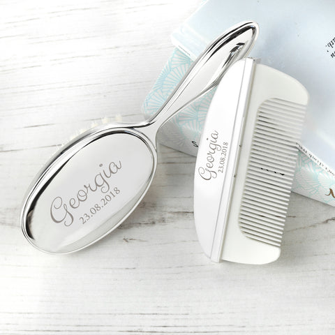 Personalised Silver Baby Brush And Comb Set | Gifts for Kids | Treat ...
