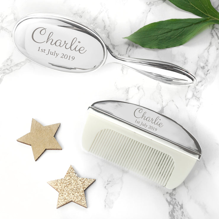 Personalised Silver Baby Brush And Comb Set | Gifts for Kids | Treat ...