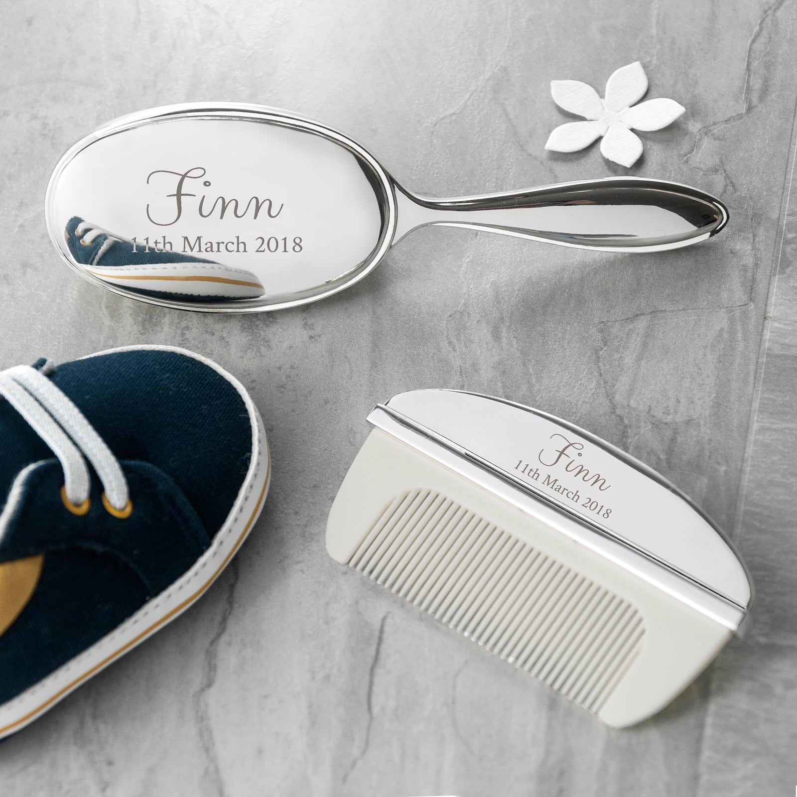 Personalised Silver Baby Brush And Comb Set | Gifts for Kids | Treat ...