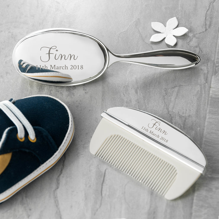 Personalised Silver Baby Brush And Comb Set | Gifts for Kids | Treat ...