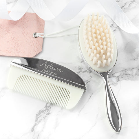 Personalised Silver Baby Brush And Comb Set | Gifts for Kids | Treat ...