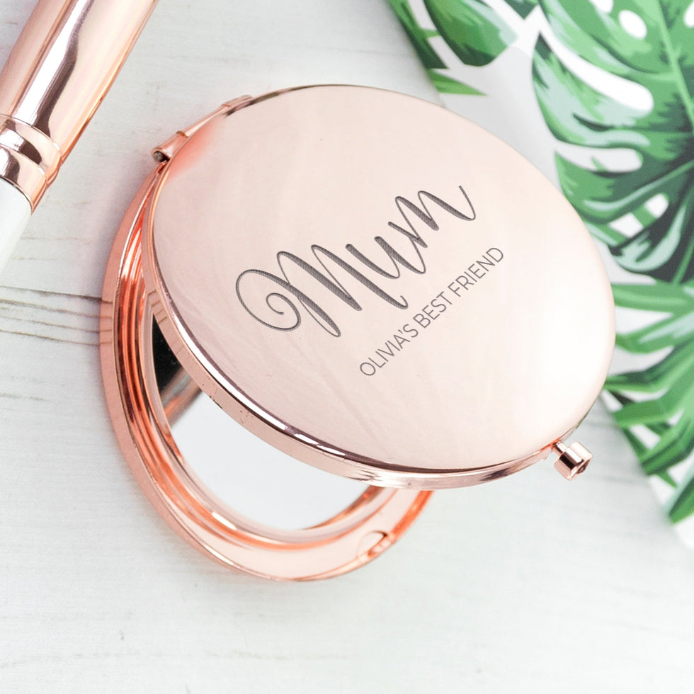 Personalised Round Rose Gold Compact Mirror | Gifts for Her | Treat ...