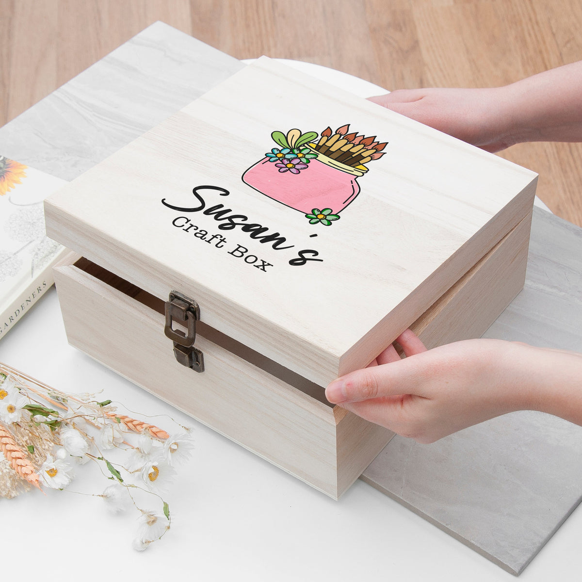 Personalised Sleek Wooden Craft Box | Creative Keepsake Gifts | Treat ...