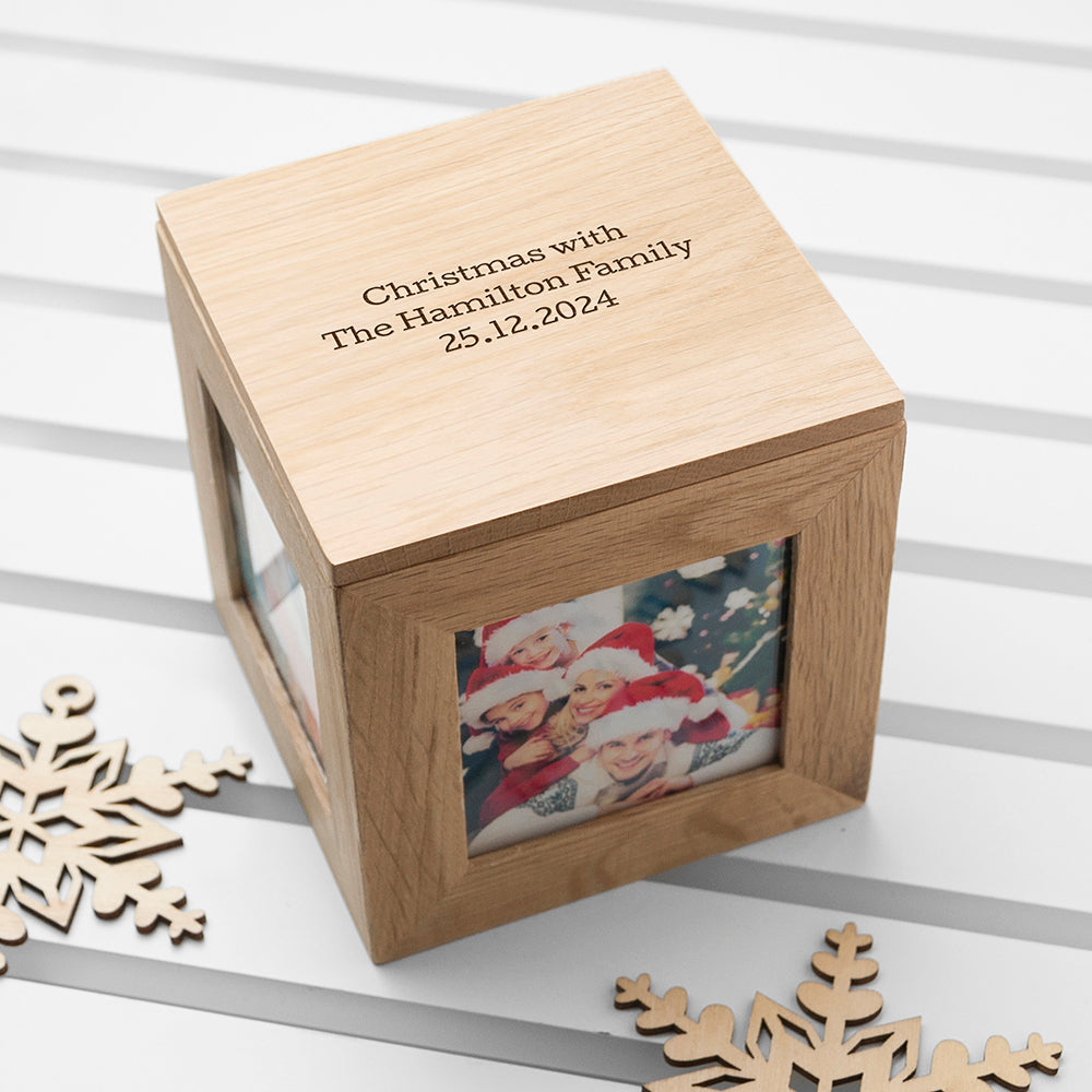 Personalised Oak Photo Cube Keepsake Box | Treat Republic