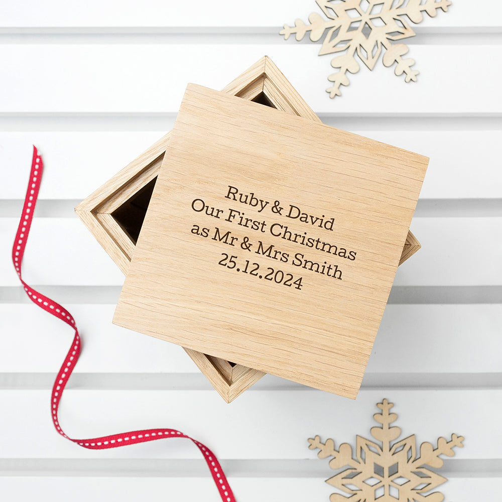 Personalised Oak Photo Cube Keepsake Box | Treat Republic