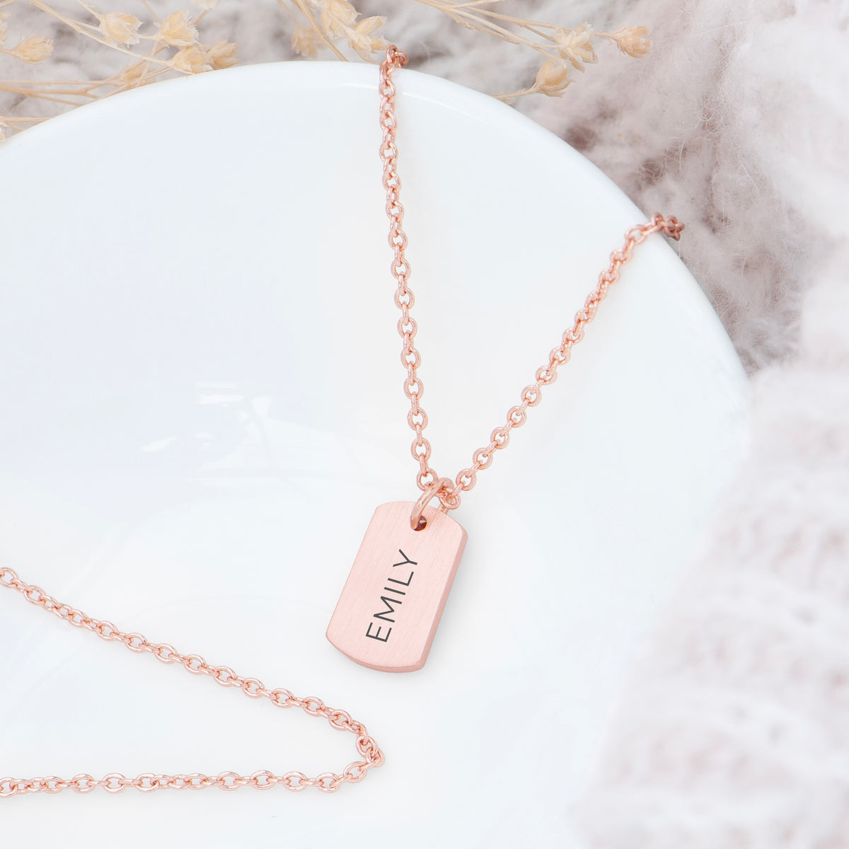 Personalised Rose Gold Name Tag Necklace | Gifts for Her | Treat Republic