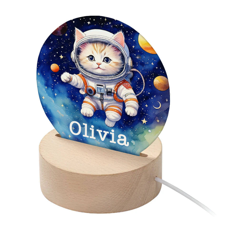 Personalised Kid's Space Kitten LED Night Light | Gifts for Babies ...