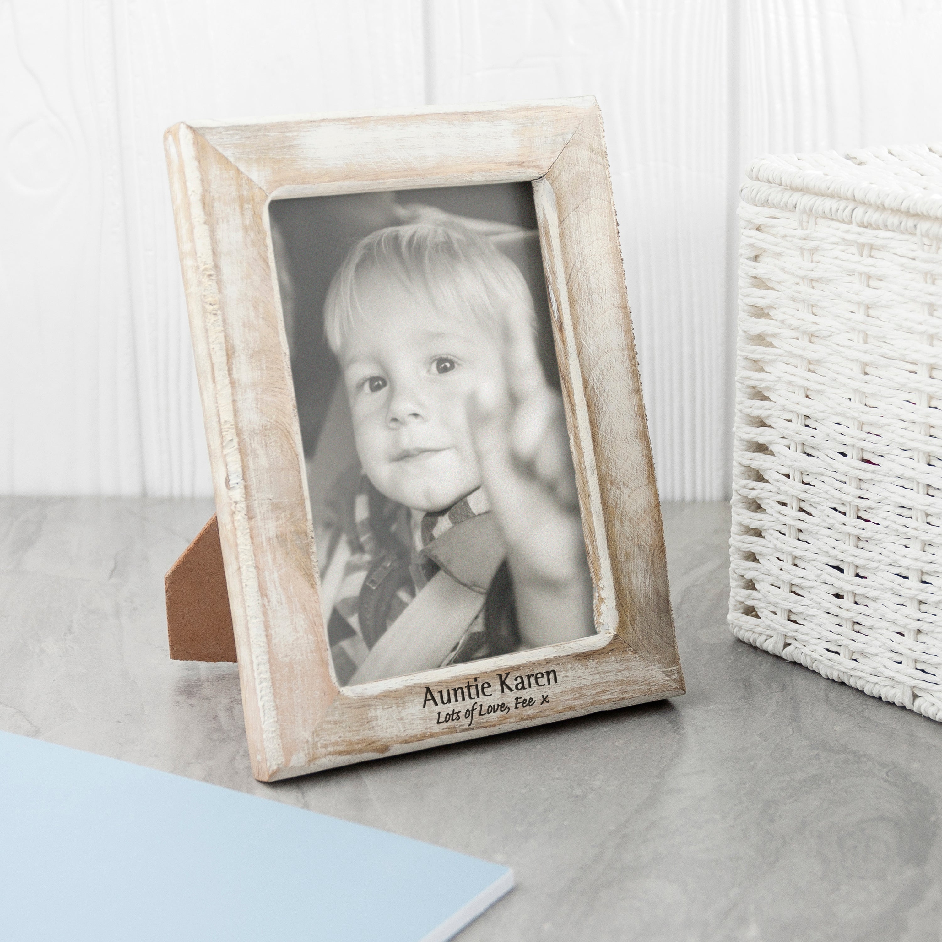 Personalised Photo Frame with White Wood Effect | Treat Republic
