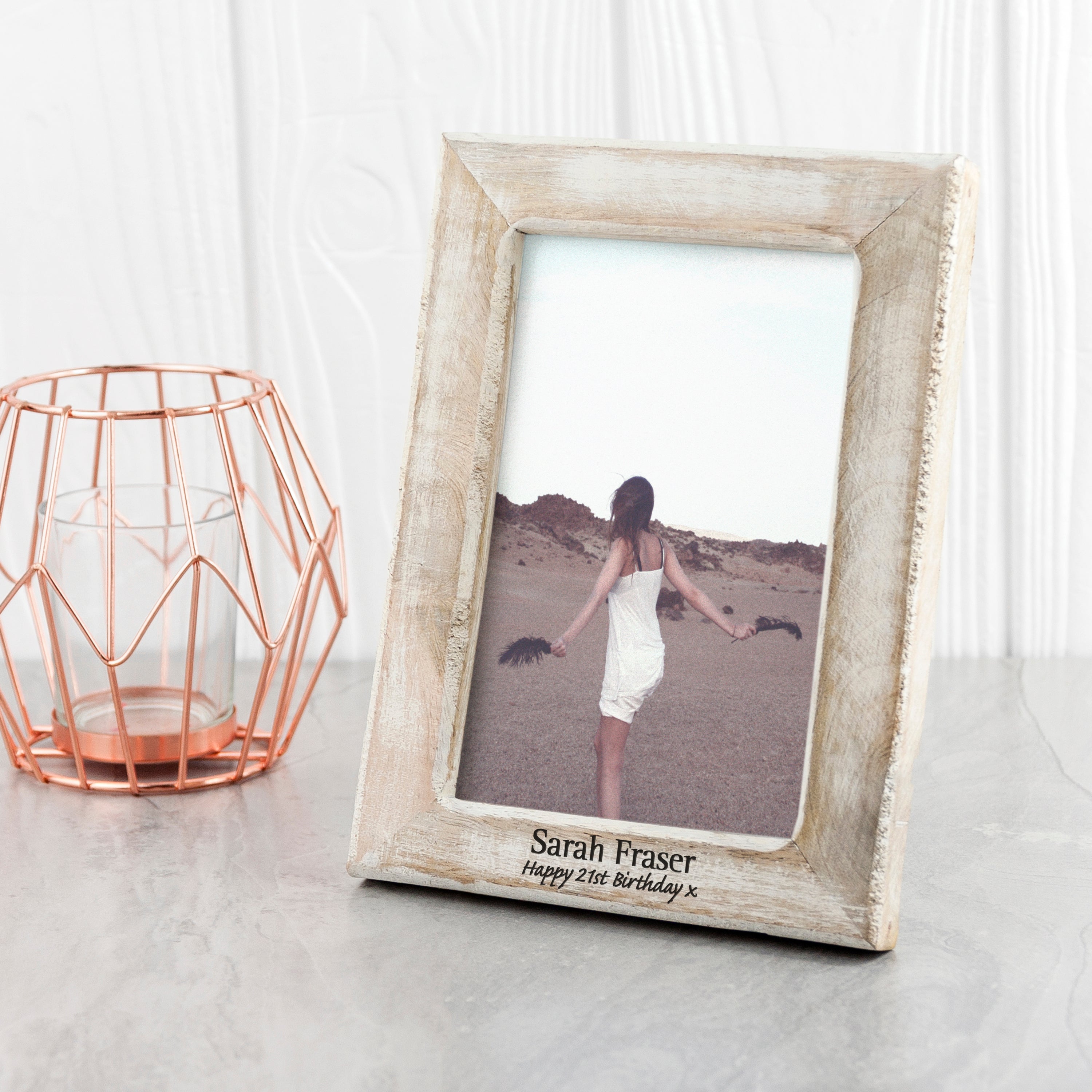 Personalised Photo Frame with White Wood Effect | Treat Republic