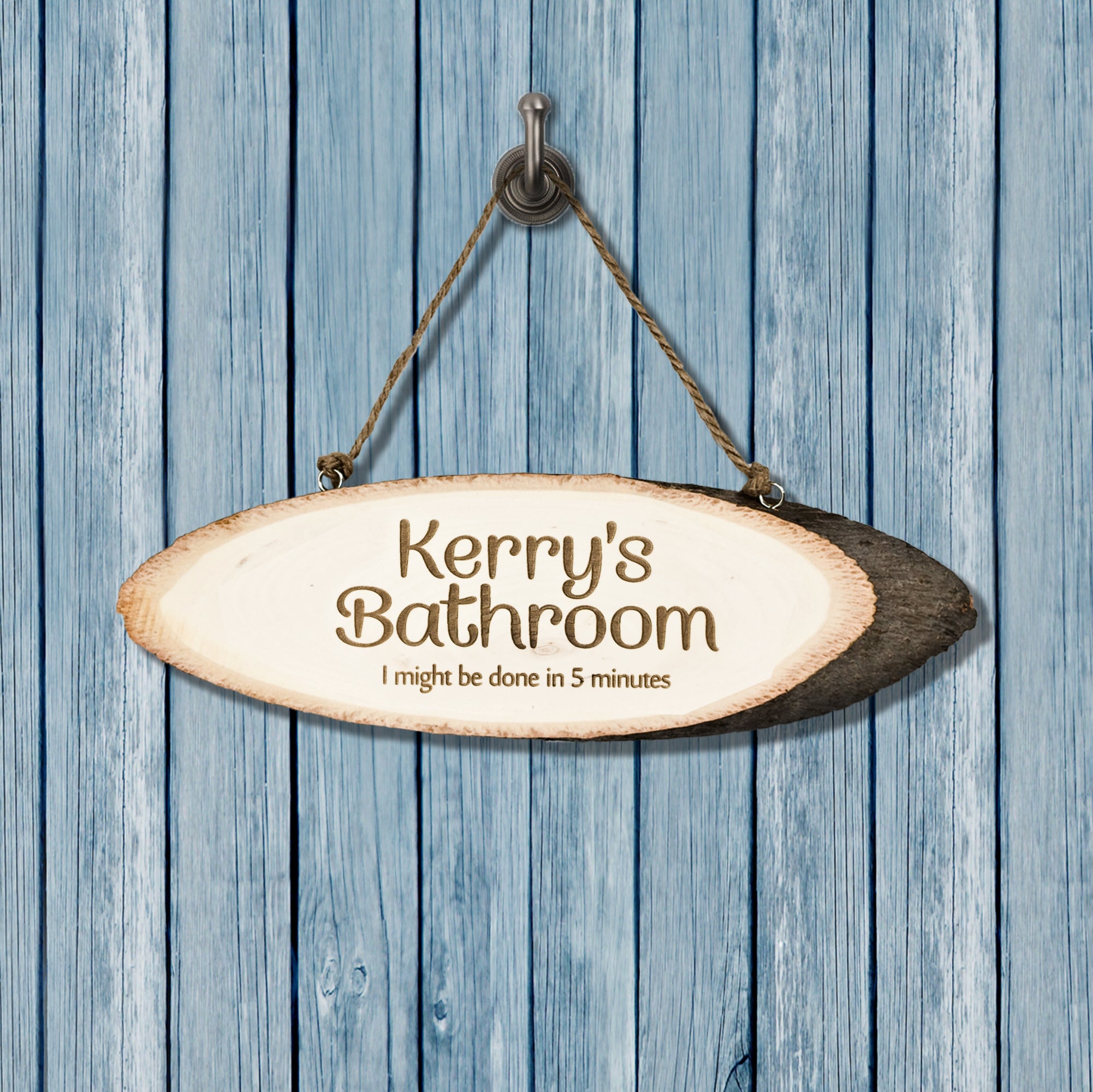 Personalised Birch Wood Bathroom Sign | Gifts for Families | Treat Republic
