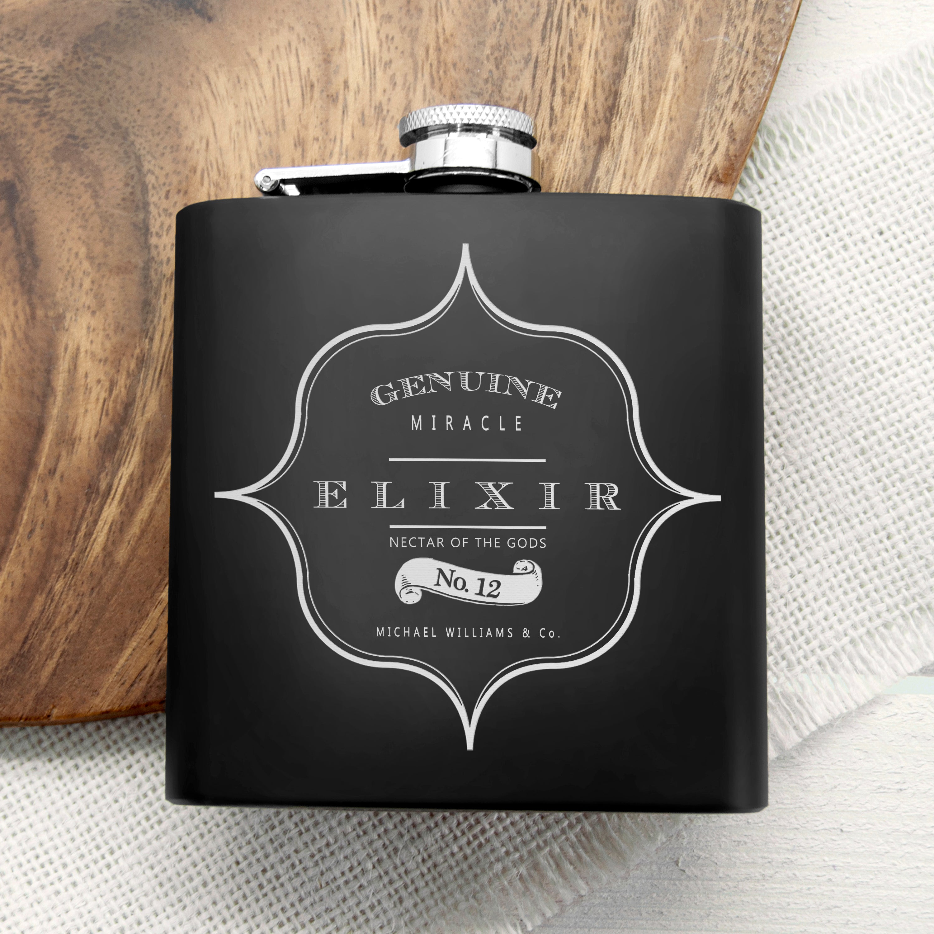 Personalised Elixir Vintage Hip Flask | Treat Republic