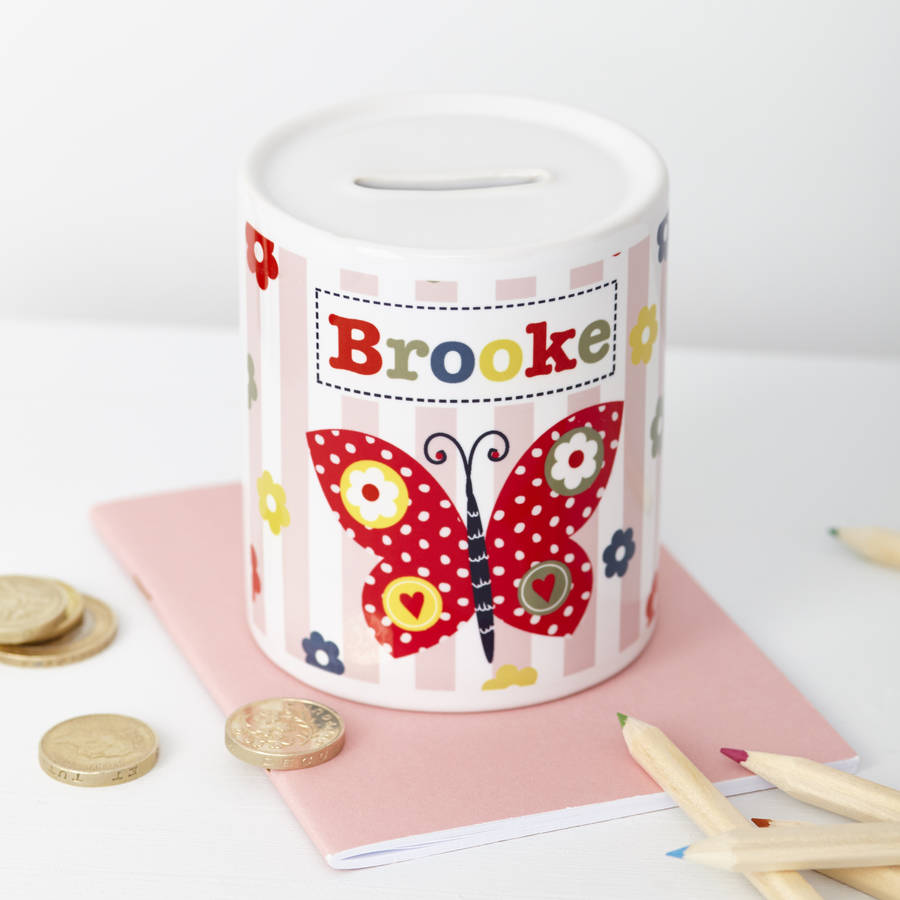 Personalised Girl's Floral Money Box | Gifts for Kids | Treat Republic