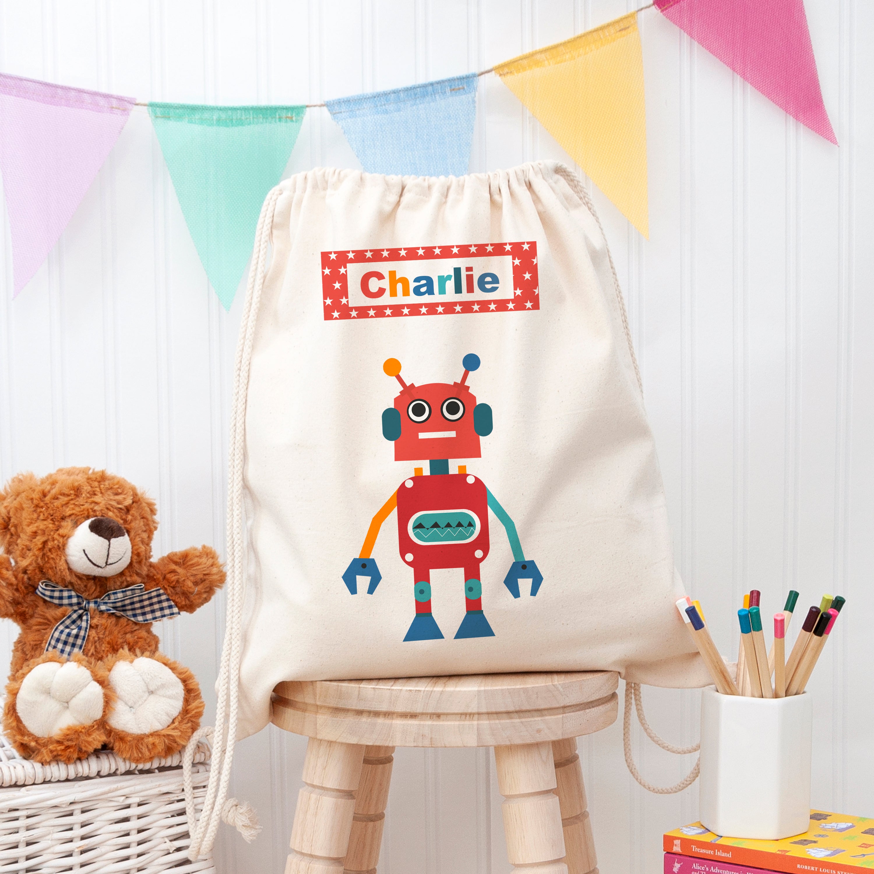 Personalised Boy's Robot PE Kit Bag | Gifts for Him | Treat Republic
