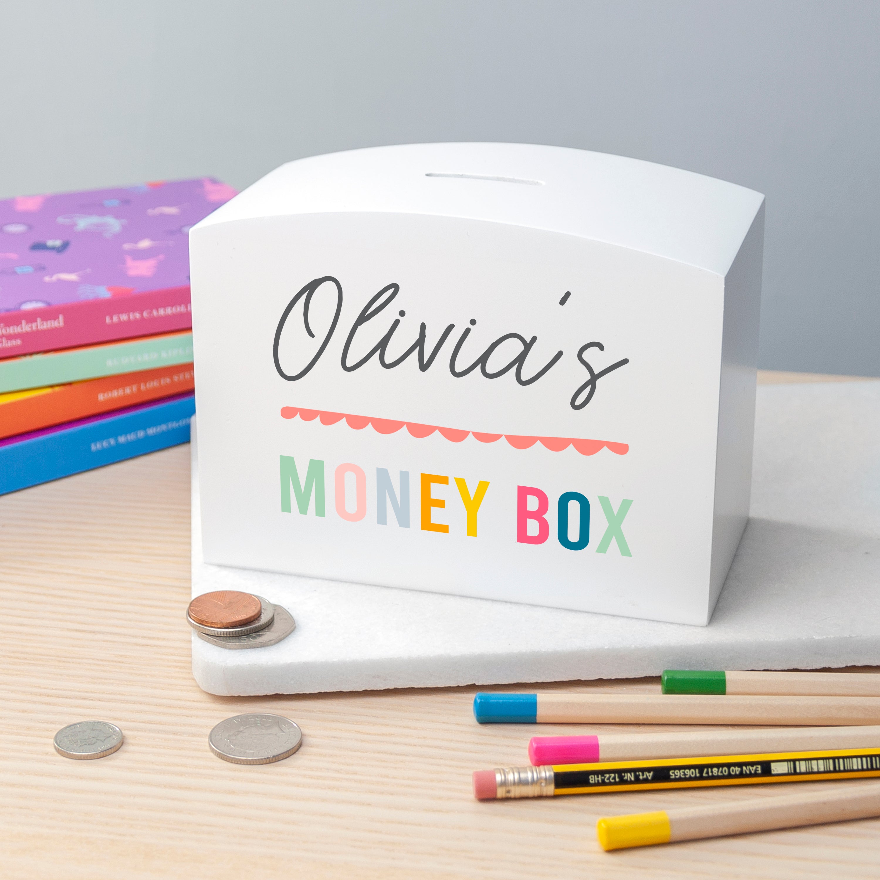 Personalised Colourful Money Box | Gifts for Kids | Keepsake | Treat ...