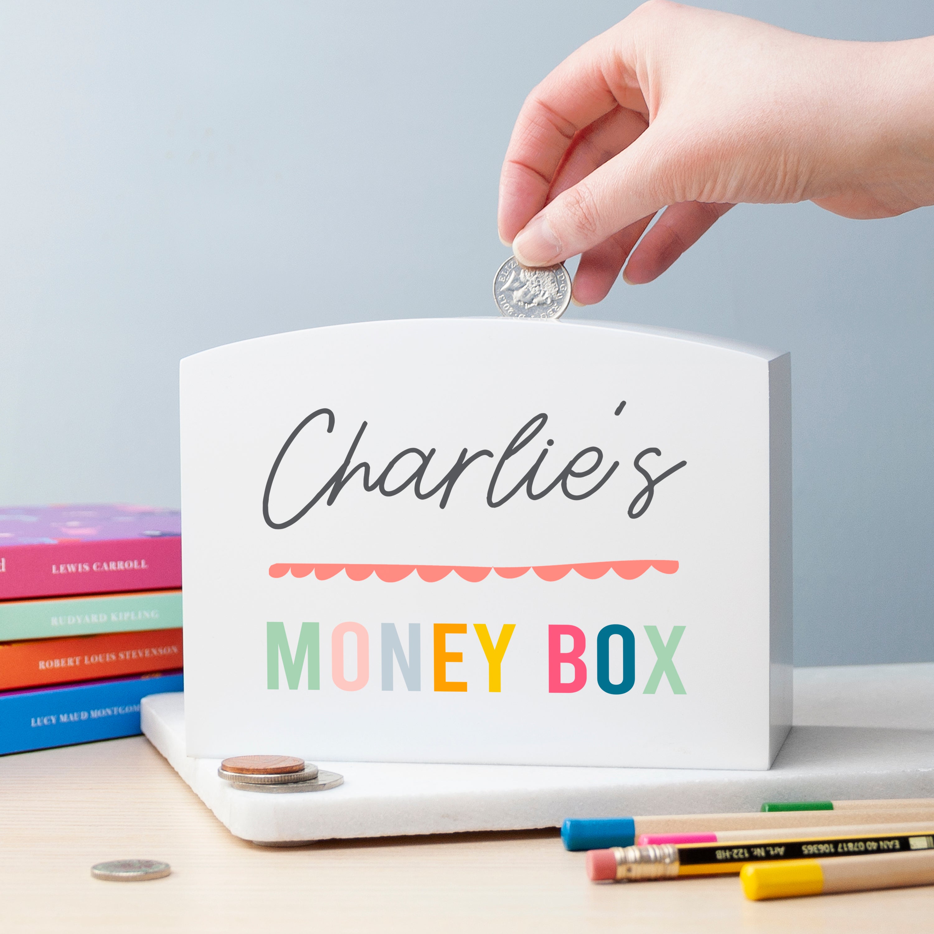 Personalised Colourful Money Box | Gifts for Kids | Keepsake | Treat ...