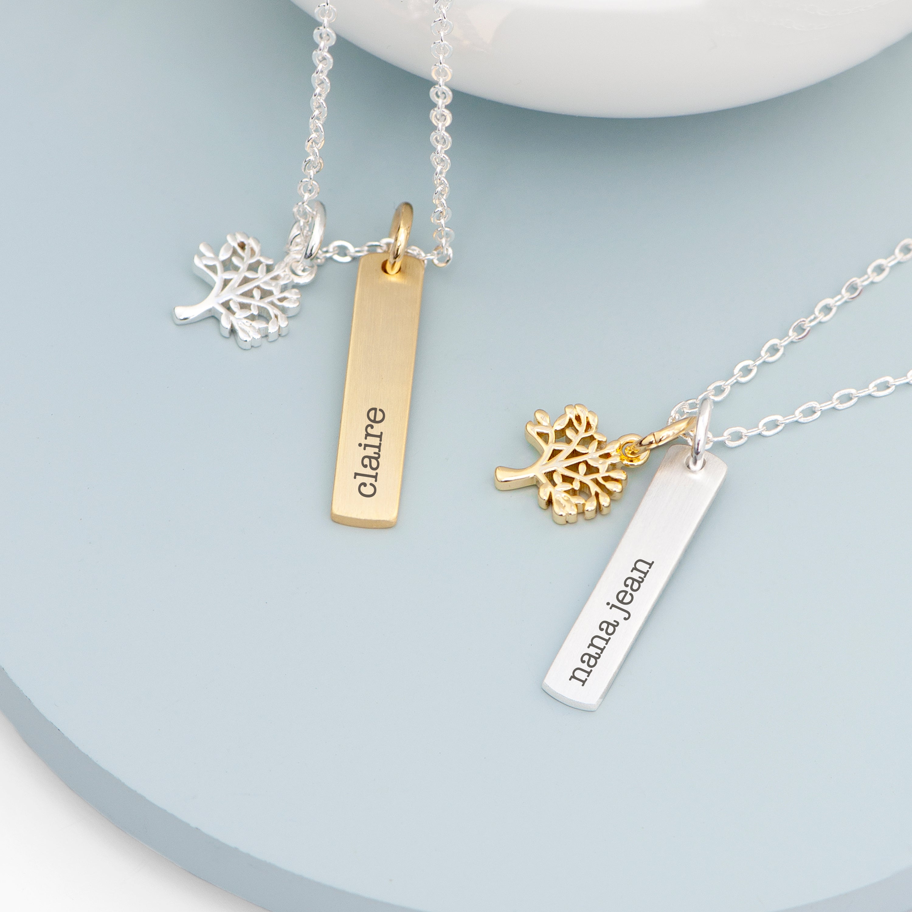 Personalised Tree of Life Vertical Bar Necklace | Gifts for Her | Treat Republic