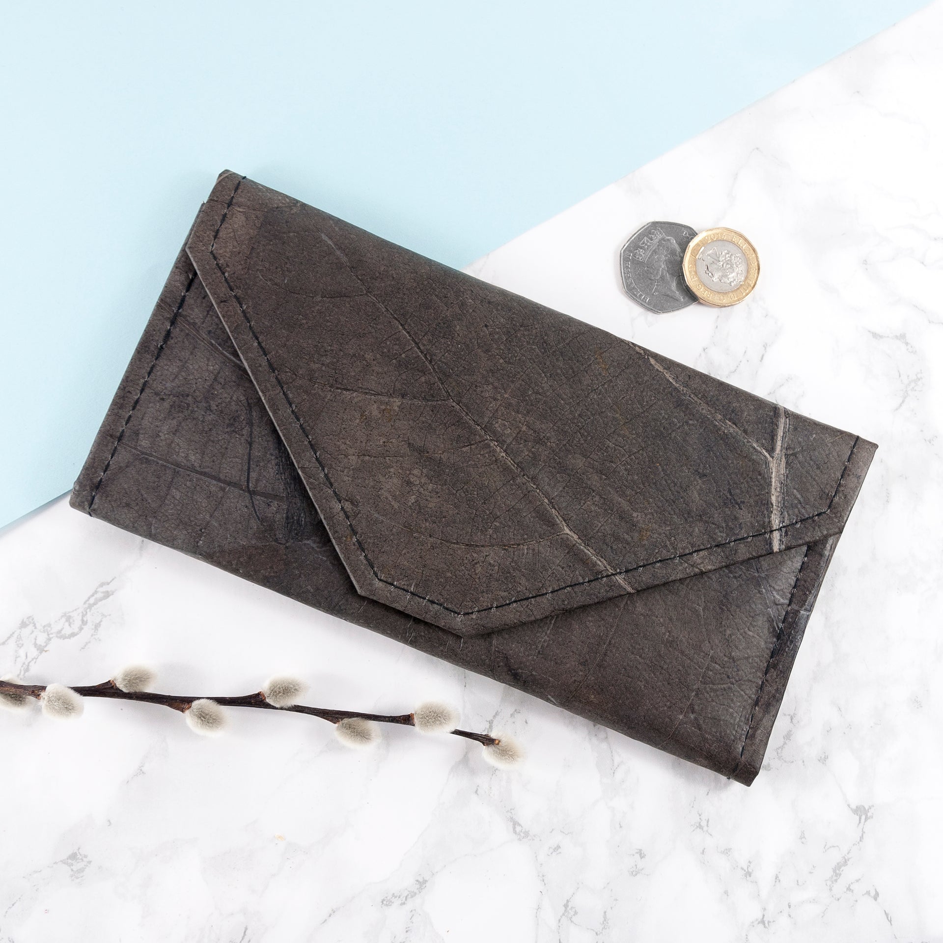 Vegan Leaf Leather Ladies Continental Envelope Wallet | Treat Republic