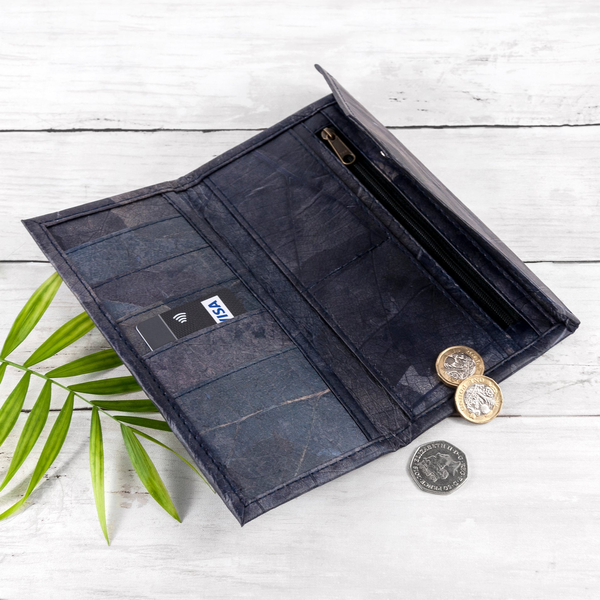Vegan Leaf Leather Ladies Continental Envelope Wallet | Treat Republic