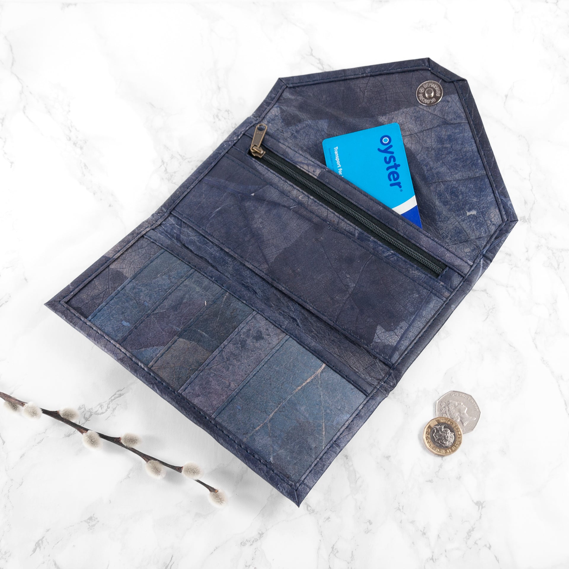 Vegan Leaf Leather Ladies Continental Envelope Wallet | Treat Republic
