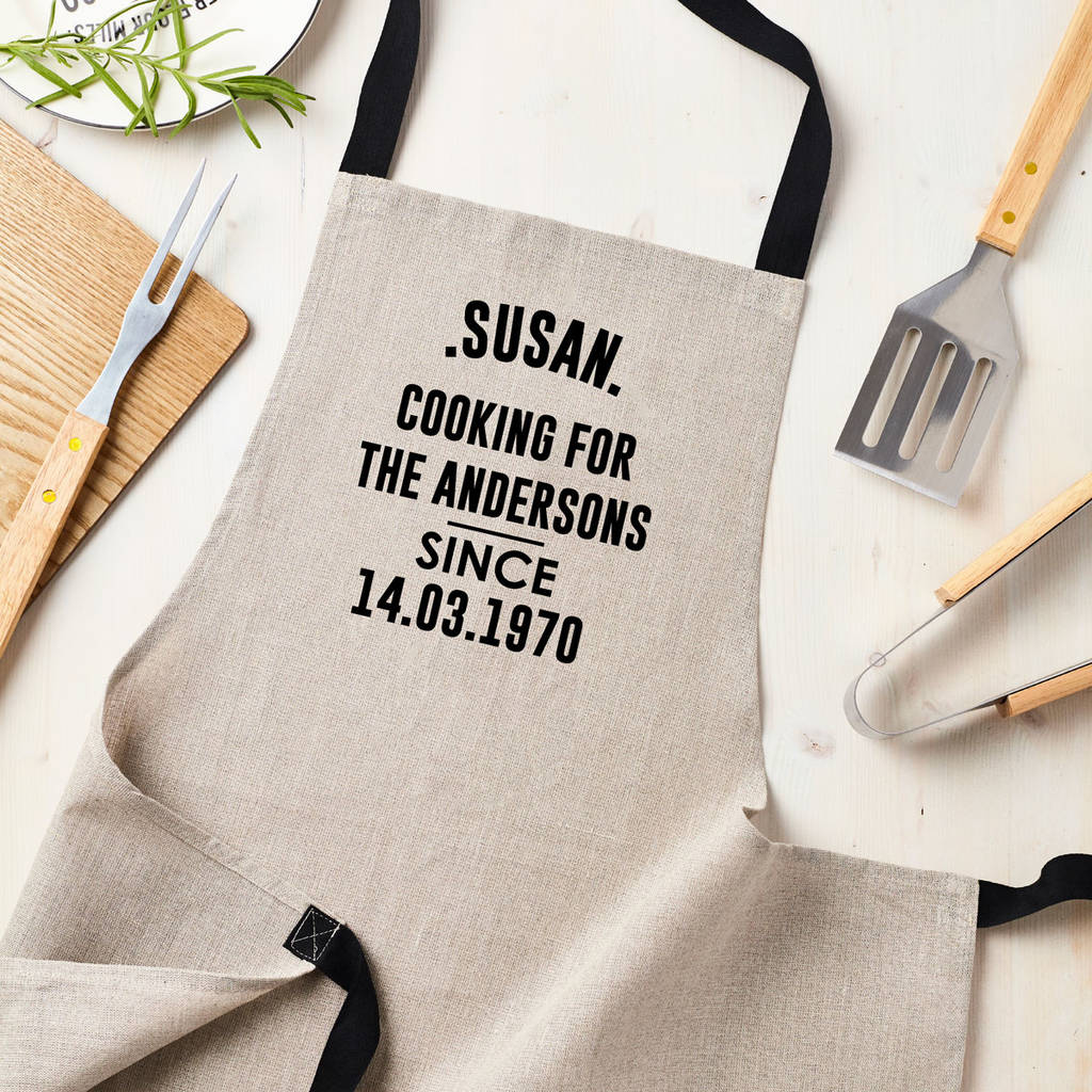 Personalised Cooking Since Linen Apron | Birthday Gifts | Treat Republic