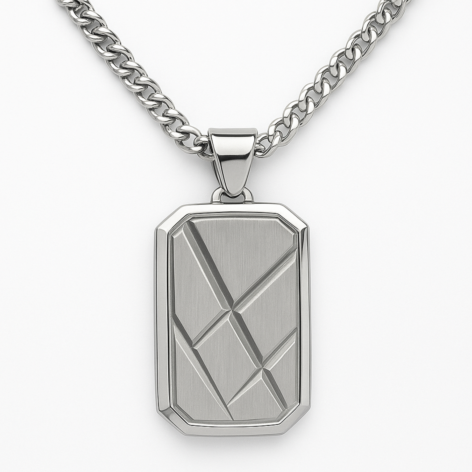 Personalised Men’s Contemporary Silver Dog Tag Necklace | Treat Republic