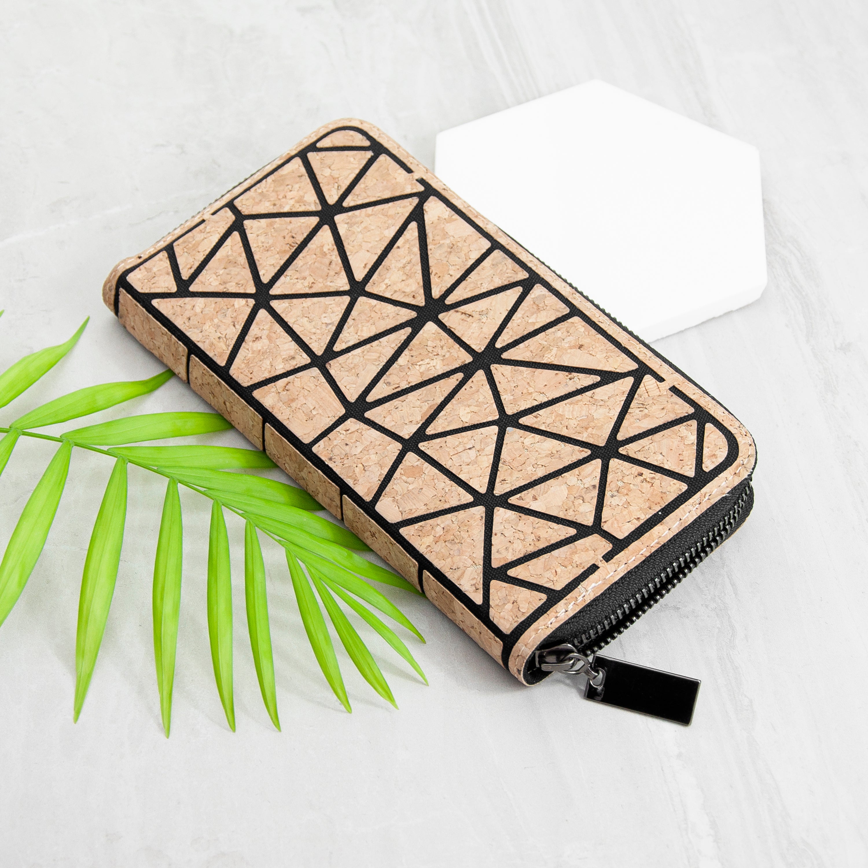 Cork Geometric Zip Wallet | Gifts for Her | Eco Friendly | Treat Republic