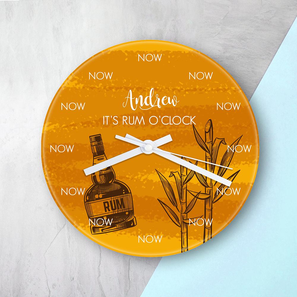 Personalised Rum O'Clock Glass Wall Clock | Homeware | Treat Republic