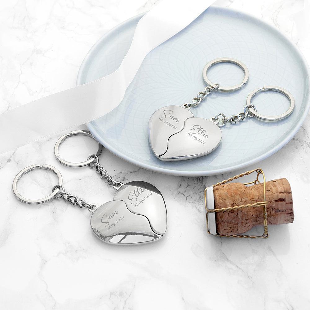 Personalised Joining Hearts Magnetic Special Date Keyring Set – Treat ...