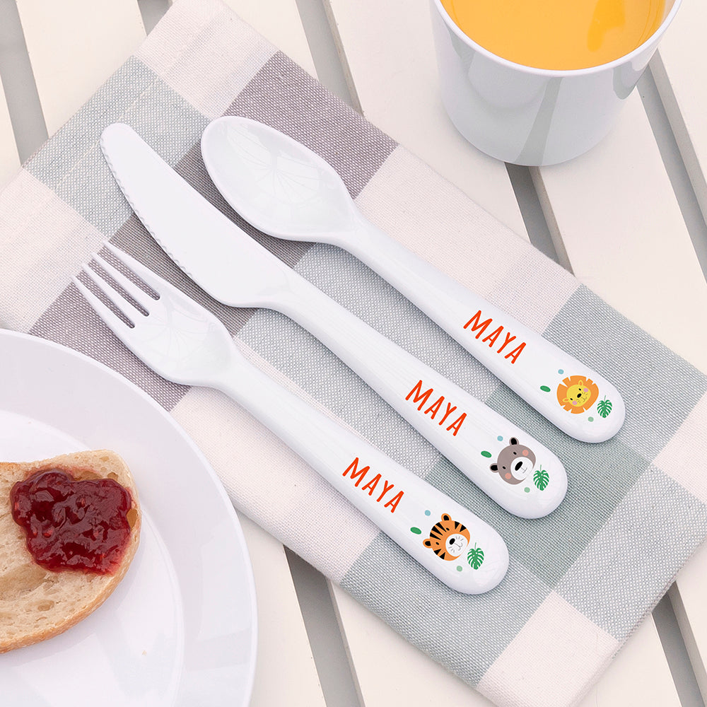Personalised Children’s Jungle Animal Cutlery Set | Gifts for Babies ...