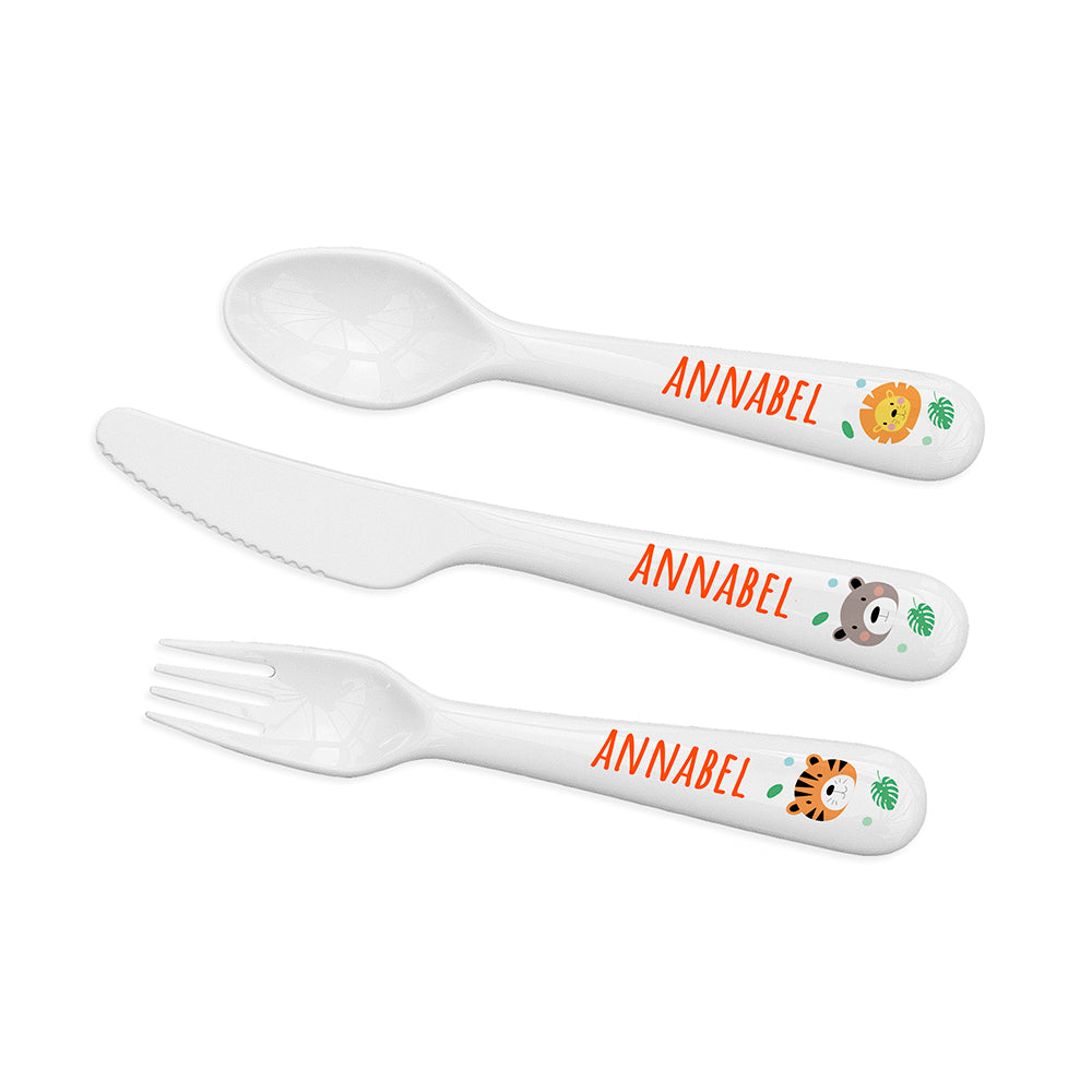 Personalised Children’s Jungle Animal Cutlery Set | Gifts for Babies ...