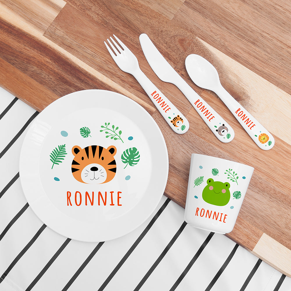 Personalised Children’s Jungle Animal Dinner Set | Gifts for Babies and ...