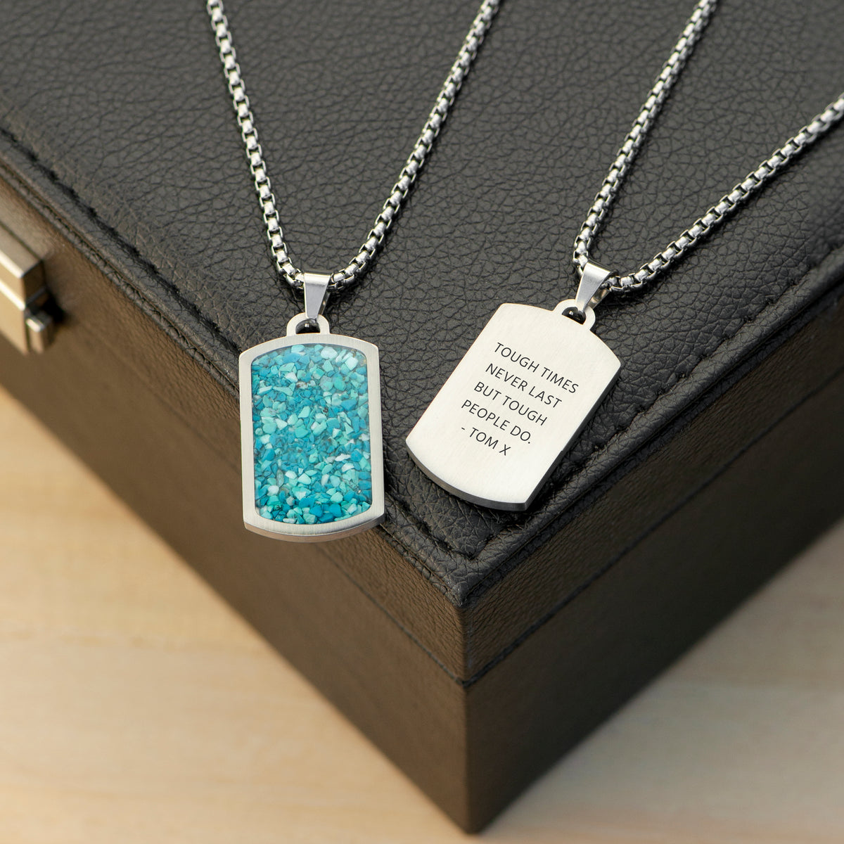 Personalised Men's Blue Turquoise Dog Tag Necklace | Gifts for Him ...