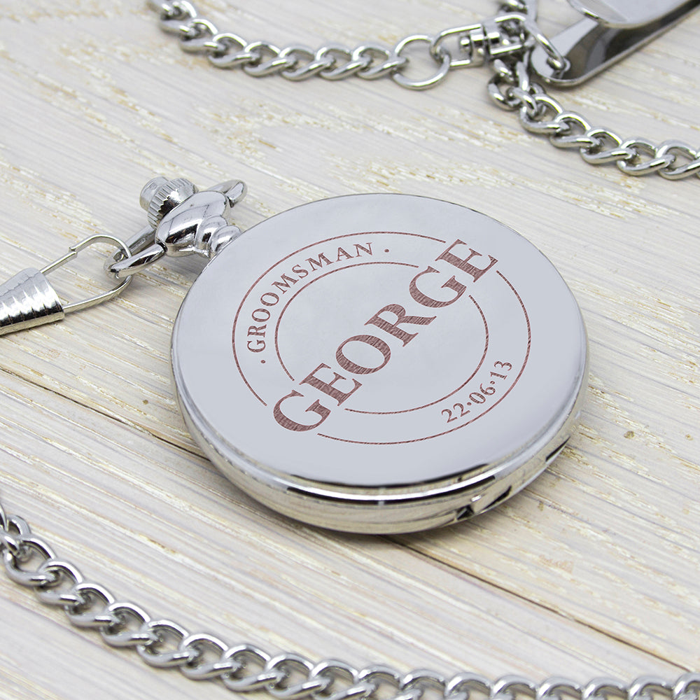 Personalised Groomsman Emblem Pocket Watch | Treat Republic