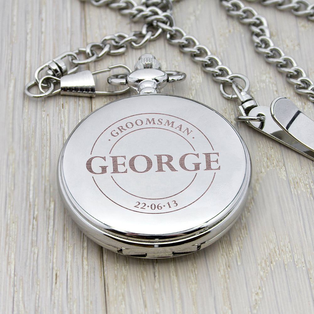 Personalised Groomsman Emblem Pocket Watch | Treat Republic