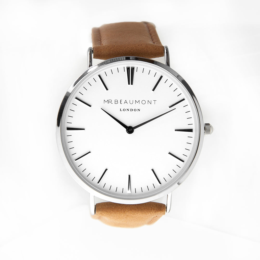 Men's Modern-Vintage Personalised Leather Watch In Camel | Treat Republic