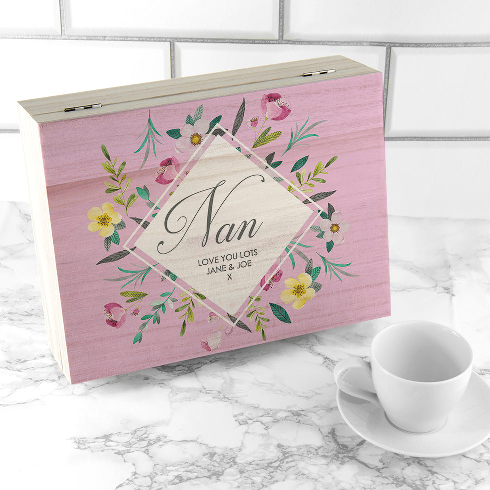 Personalised Pink Botanical Tea Box with Tea | Gifts for Her | Treat ...
