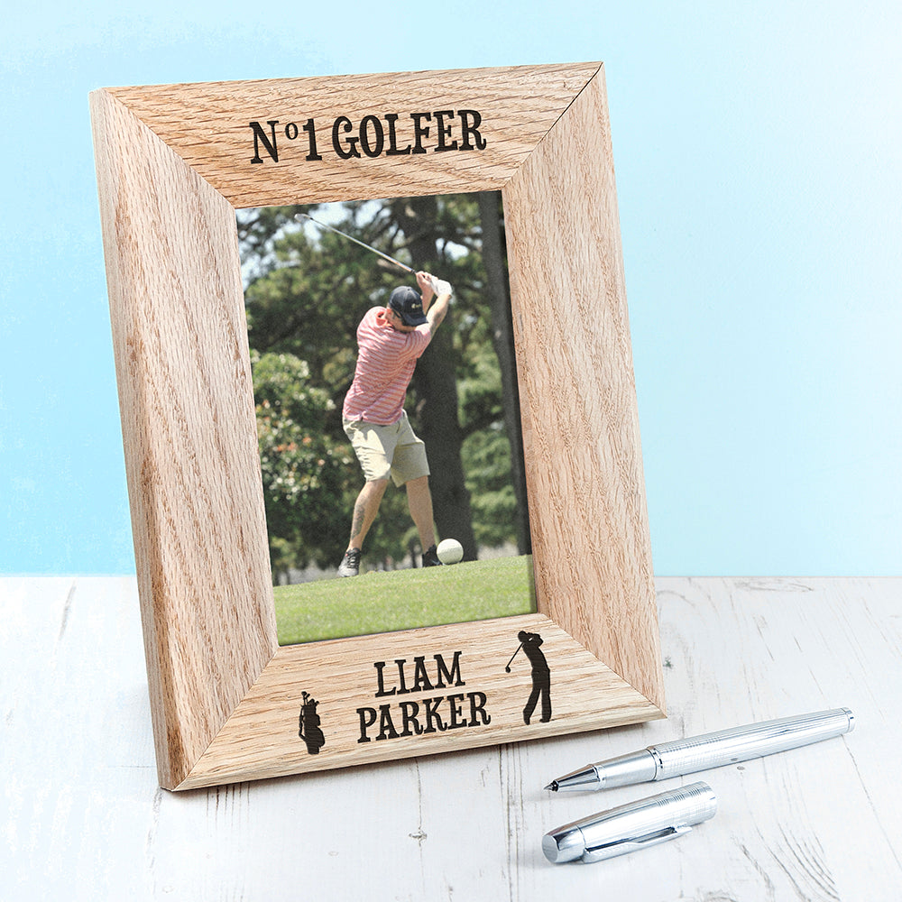 Personalised Top Golfer Engraved Oak Photo Frame | Gifts for Him ...