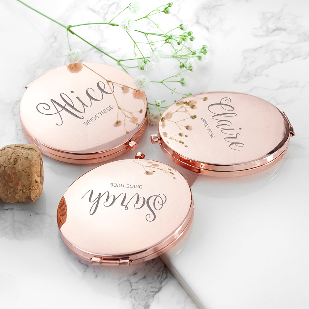 Personalised Round Copper Compact Mirror | Treat Republic