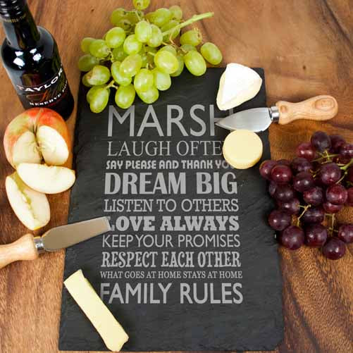 Personalised Large Family Rules Slate Board | Treat Republic