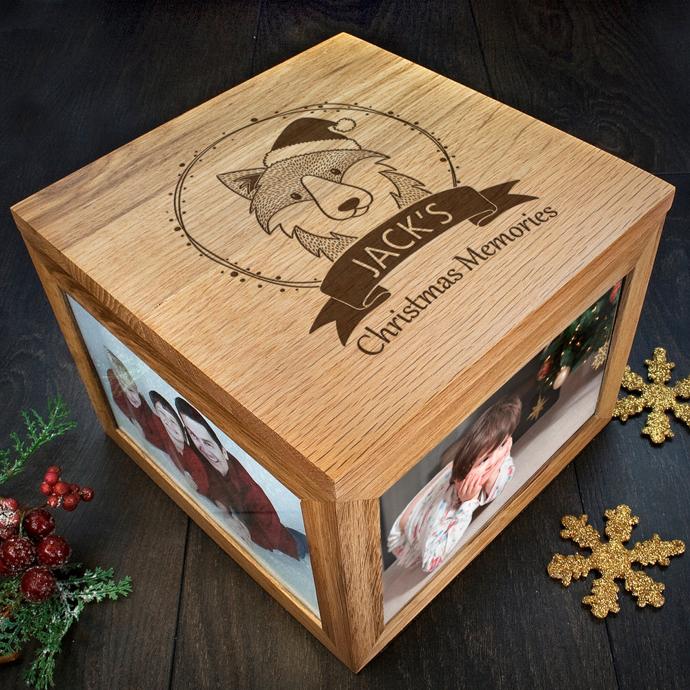 Personalised Woodland Wolf Christmas Memory Box | Treat Republic