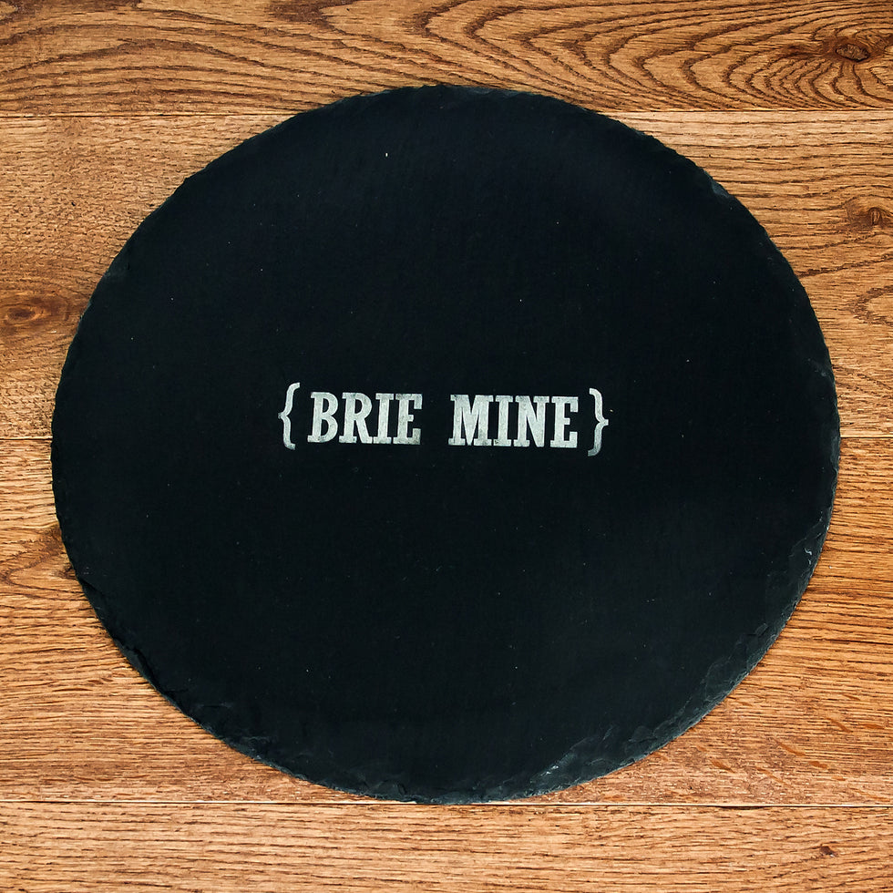 Open Personalisation Swirl Brackets Round Slate Cheese Board | Treat ...